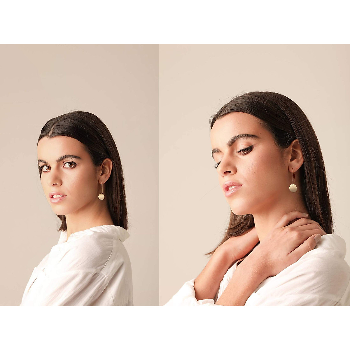 SOFYBJA Statement Long Gold Round Dangling Earrings for Women Lightweight Circle Disc Coin Geometric Flat Brushed 18k Gold Plated Dangle Drop Hanging Hoop Earrings for women Gift for Her Over-18-year-old