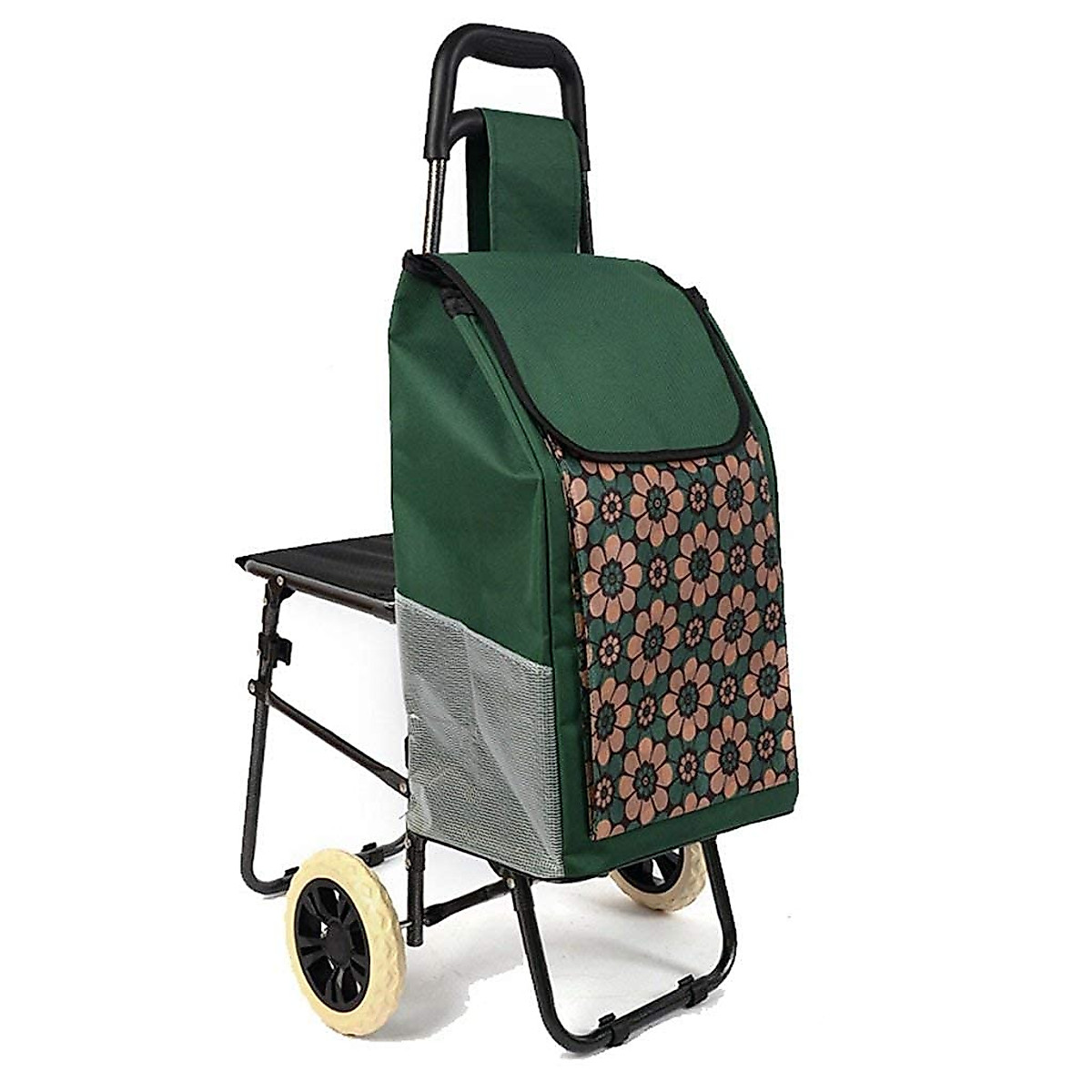 Shopping Trolley on Wheels Multi Function Shopping Cart with Chair Cloth Bag Cart/Luggage Cart/Small Cart Elderly Supermarket Groceries Steel Trolleys/Storage Hand Trucks,#5 ,