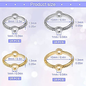 ANCIRS 100pcs Double Hole Bead Round Frames Links Connectors for Beading & Jewelry Making Assortments Necklaces, Bracelets, Earrings, Keychains- Gold & Silver