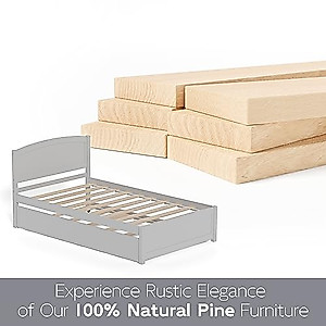 Xilingol Trundle Bed Twin, Solid Wood Bed Frames with Headboard and Wooden Slats Support, Twin Trundle Bed Frame Roll Out, Single Box Bed (No Box Spring Needed), Grey