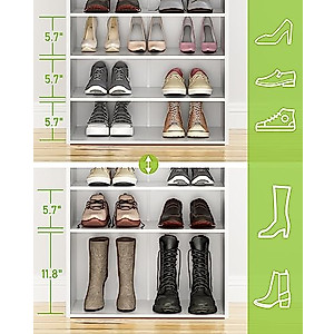 LOWOSA White Shoe Rack Organizer, 5-Tier Wood Shelf Removable Shoe Storage, Sturdy Freestanding Shoe Racks for Entryway for 10-15 Pairs, Ideal for Hallway Closet