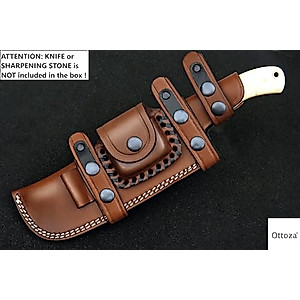 Ottoza Handmade XL Leather Knife Sheath RIGHT HAND Tracker Knife Sheath - Bushcraft Knife Sheath - Hunting Knife Sheath - Survival Knife Sheath Horizontal Carry Dark Brown TOP GRAIN LEATHER No:205