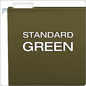 Pendaflex Reinforced Hanging Folders, Letter Size, Standard Green, 1/5 Cut, Includes Tabs and Inserts, 25/Box (41521AMZ)