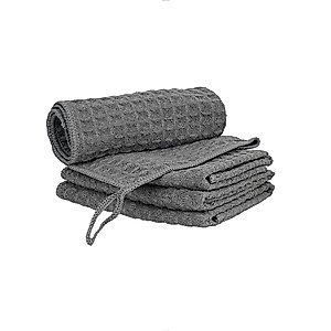 watchget Microfiber Cleaning Cloth,Barista Micro Cloth 4 Pack-Microfiber Barista Towels Espresso Towel Espresso Machine Cloths, Steam Wand Cloth, Kitchen Cleaning Cloth Waffle Weave Dark Grey(12"x12")