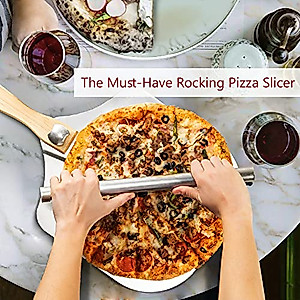 EMPORIO LOGIC Aluminum Metal Pizza Peel 12 x 14 Inch & Pizza Cutter Slicer 14" |Foldable Pizza Paddle for Easy Storage| Pizza Spatula & Knife for Baking Pizza, Dough, Bread & Pastry| Ideal Pizza Gifts