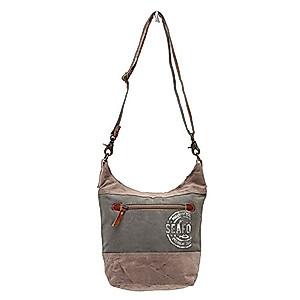 Myra Bag Bobber Upcycled Canvas Shoulder Bag S-0949, Tan, Khaki, Brown, One_Size