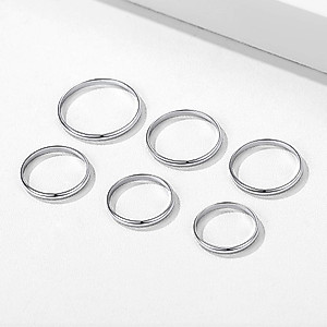 ChicSilver 2mm Silver Rings for Women High Polish Plain Dome Tarnish Resistant Comfort Fit Sterling Silver Promise Rings for Her Size 8