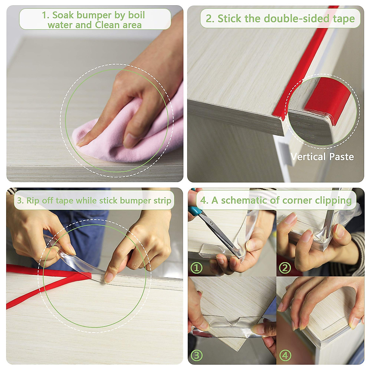 Corner Guards, Clear Furniture Edge Guard Bumper Strip Baby Proofing 3ft(1m) for Cabinets,Tables,Household Appliances,etc