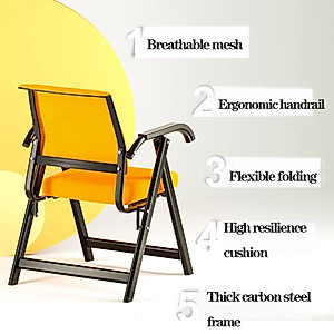 WIGSELBL Mesh Office Chair Ergonomic Computer Desk Chair Foldable Mid Back Stacking Arm Chair,Folding Nesting Chair Conference Room Chair with Padded Fabric Seat (Color : Blue)