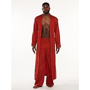 Savage X Fenty, Men's, Savage X Satin Jacquard Long Robe, Henna Red, S