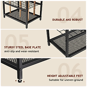 Homsorout Garden Garage Tool Organizer - Yard Tool Organizer for Garage with 4 Hooks, Heavy duty Steel Garden Tool Rack Holds up to 48 Long Handled Yard tools for Storage