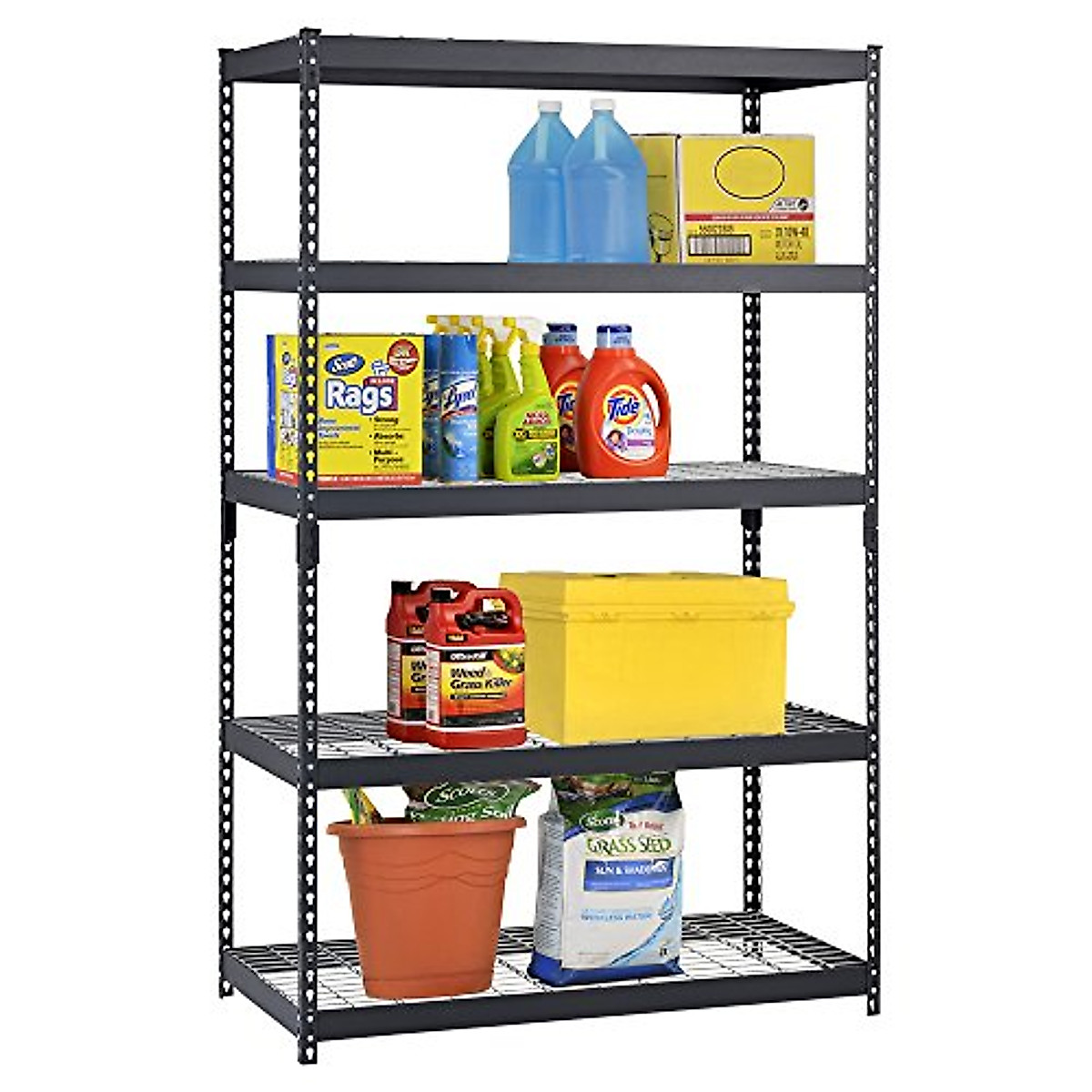 Edsal TRK-482478W5 Black Steel Shelving, 78" Height x 48" Width x 24" Depth