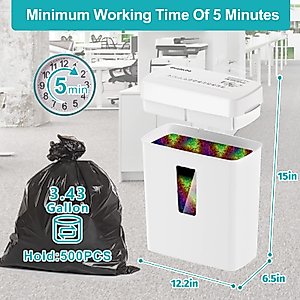 Woolsche Paper Shredder, P-5 Security Level, 6-Sheet Micro Cut with 3.43-Gallon Basket, Durable & Fast with Jam Proof System, Paper Shredder for Home Office (ETL)