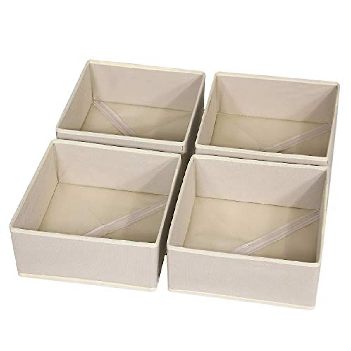DIOMMELL 4 Pack Foldable Cloth Storage Box Closet Dresser Drawer Organizer Fabric Baskets Bins Containers Divider for Clothes Underwear Bras Socks Clothing,Beige 400