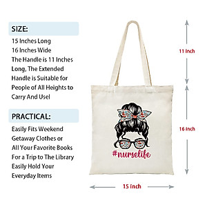 ZHANTUONE Nurse life Tote Bag, Gifts for Nurse Practitioners，Nurse Graduation Gift，Registered Nurse Appreciation Gift，Nursing School Nurse Practitioner Supplies，The Best Nurse Birthday Gift Ever