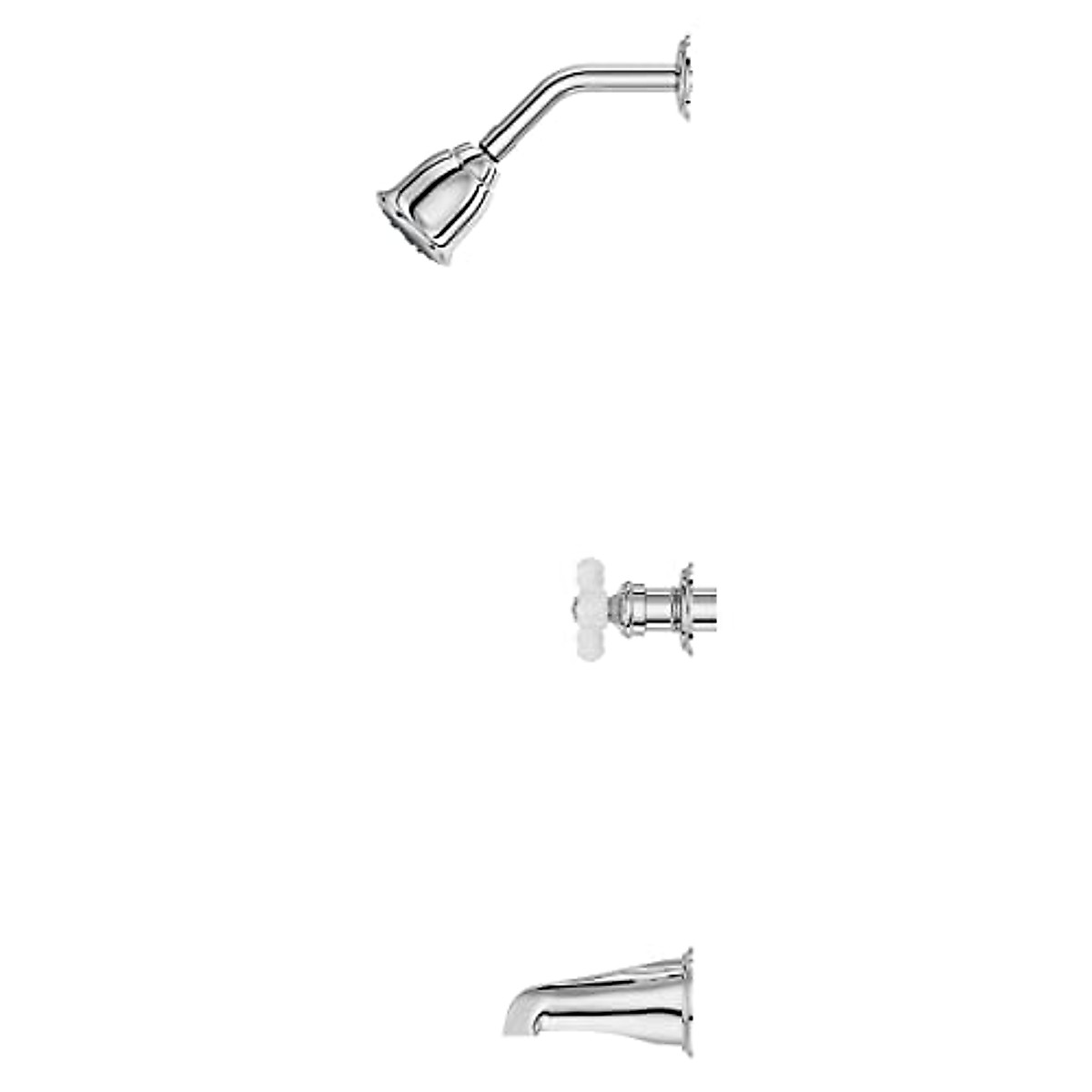 Pfister LG01-8CPC 3 Tub & Shower Faucet with Metal Cross Handles, Combo-Chrome/White Porcelain