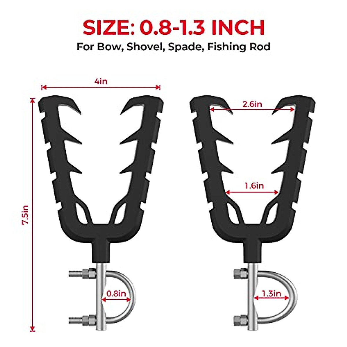 kemimoto ATV Gun Mount, Gun Holder for ATV, Bow Tools Rack with Rubber Straps Compatible with ATV Mobility Scooter Hunting Bike Shooting Carts