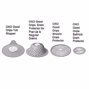 OXO Good Grips Silicone Shower & Tub Drain Protector, Gray