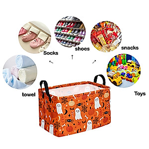 DUYIY Pumpkin Ghost Halloween Party Basket,Collapsible Gift Storage Basket,Cute Toy Storage Basket for Kids,Clothes Storage Box Organizer Containers for Toys