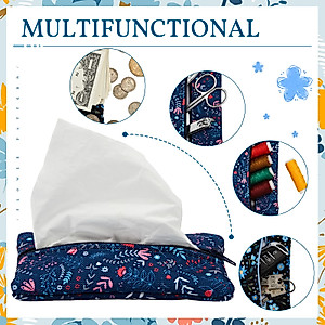 Kigeli 2 Pieces Purse Tissue Holder Travel Tissue Pouch for Purse Fabric Zipper Enclosed Pouches Reusable Flower Pattern Paper Holder for Coins, 5.25 x 3 Inches(Rustic Floral Print)