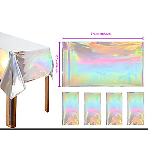 GOQAGA 8 Pack Rainbow Plastic Tablecloth Colorful Rectangle Birthday Party Woman Bride Wedding Birthday Table Cloth Christmas Decorations Disposable Laser 54" x108"