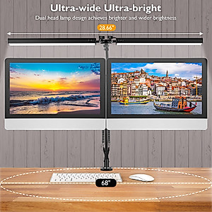 JOSTIC LED Desk Lamp with Clamp, Super Bright Double Head Desk Lamps for Home Office, 5 Color Modes, 10%~100% Dimmable Brightness, Architect Task Desk Light, Modern Swing Arm Workbench Desk Lighting