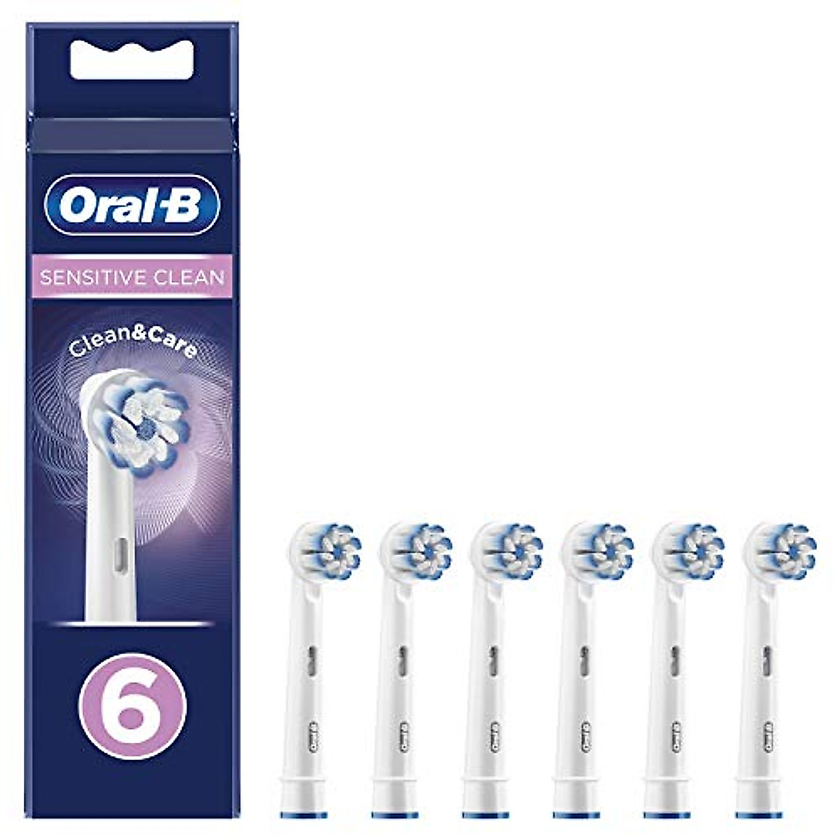 Oral-B Clean and Care Sensitive Clean Replacement Toothbrush Head, Pack of 6 Counts