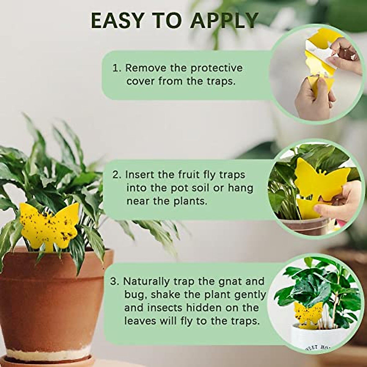 Fruit Fly Traps Fungus Gnat Traps Yellow Sticky Indoor Outdoor Use Protect The Plant