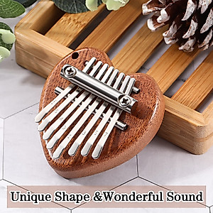 3 Pack Finger Piano Gift Mini Thumb Piano with 8 Key Finger Thumb Piano Portable Mini Pocket Kalimba Cute Heart Oval Bear Kalimba Small Hand Piano for Kid Adult Christmas Musical Ready (2.7 Inch)