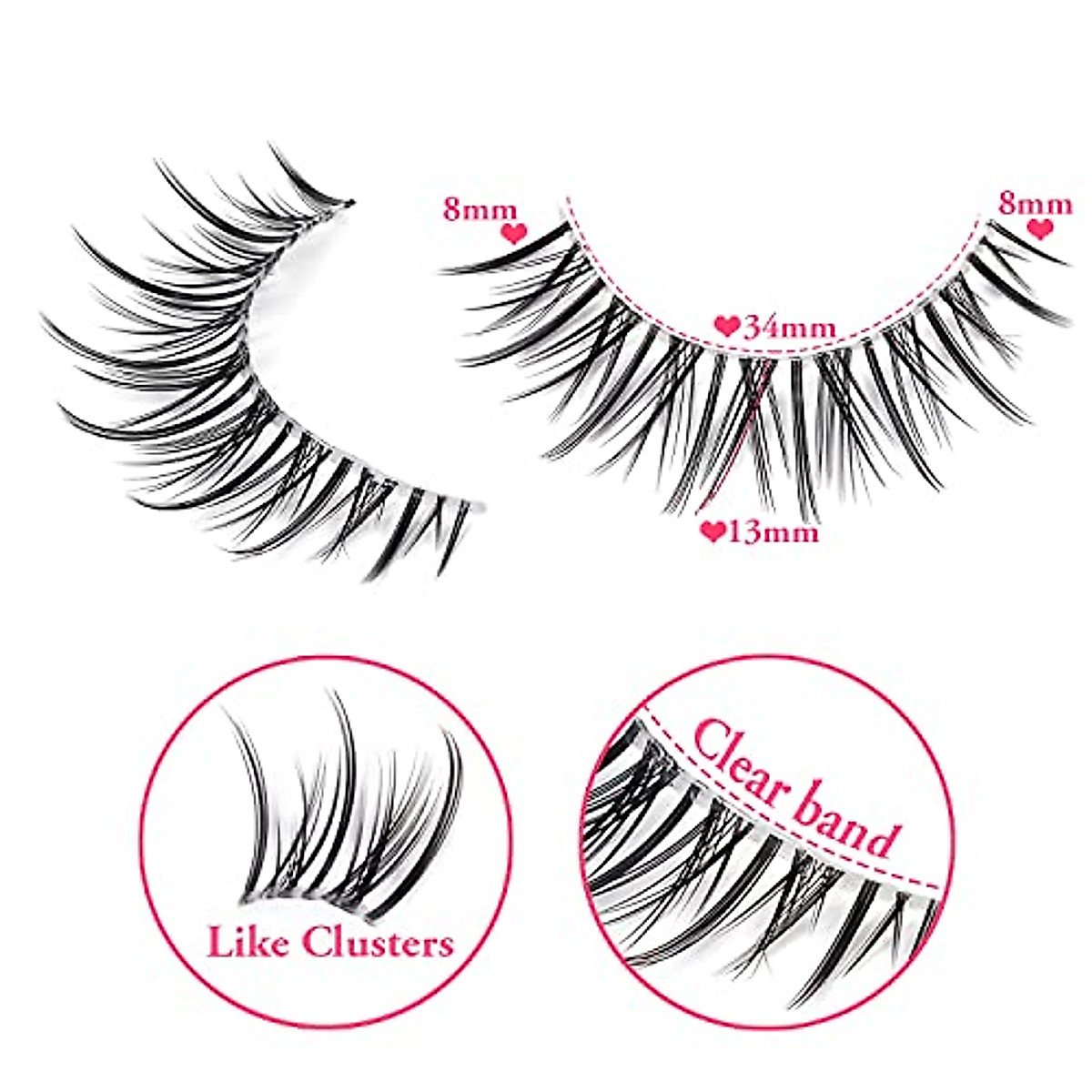 Manga Lashes Natural Look Japanese Anime Lashes Korean Asian Wispy Spiky Lashes with Clear Band Short Fake Eyelash 10 Pairs Pack by outopen