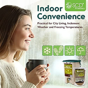 All Seasons Indoor Composter Duo, Two 5-Gallon Countertop Kitchen Compost Bin with 2 Gallons (5.5 lbs) of Bokashi - Easily Compost in Your Kitchen After Every Meal, Low Odor by SCD Probiotics