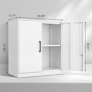 IRONFFICE Garage Wall Cabinet,Metal Storage Cabinet with Adjustable Shelf,Locking Wall Storage Cabinets,Steel Wall Mounted Cabinet for Home Office