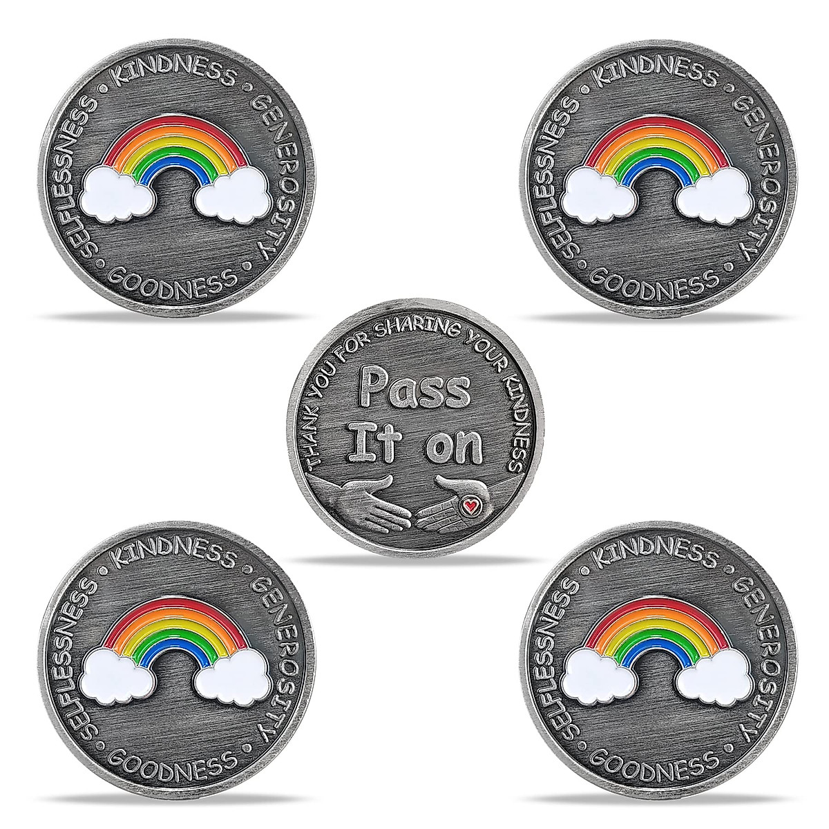 5 Pcs Rainbow Kindness Token Appreciation Coin Pass It on Gift