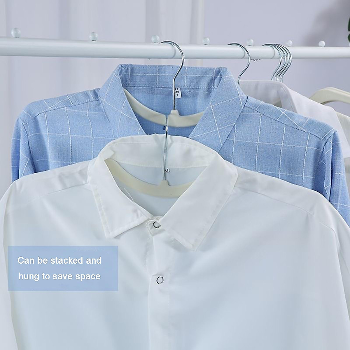 CUTSKY Velvet Hangers 50 Pack, Ultra Slim & Short Neck Hanger, 360 Swivel Hook, Space Saving Durable Non-Slip Felt Hangers,Beige b