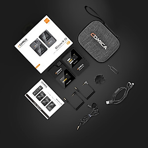 comica BoomX-D1 - Wireless Microphone System for Cameras, Camcorders, Smartphones, Laptops, Compact Wireless Lavalier Lapel Microphone with Noise Reduction, Low Latency, Monitoring, Muting