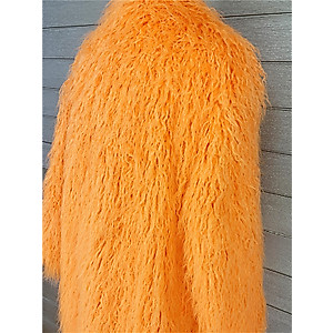 Vickstco Women's Fluffy Faux Fur Long Overcoat Winter Spring Warm Outwear Parka Coat White