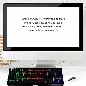 Mechanical Gaming Keyboard, Wired RGB Gaming Keyboard with Ergonomic Wrist Rest, 104 Keys USB Computer Keyboard for Laptop/Desktop/PC (Black)