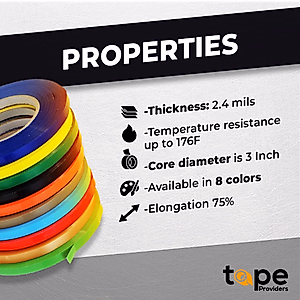 WOD BSTC24PVC Red Produce Poly Bag Sealing Tape, 3/8 inch x 180 yds. (Pack of 10) for Packaging and Sealing of Meat, Gifts, or Ice Bags