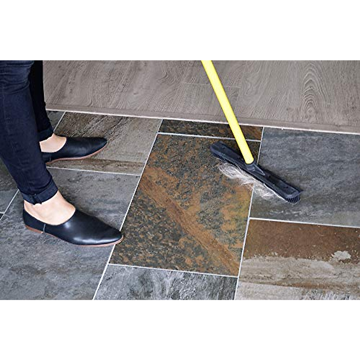 FURemover Pet Hair Remover Carpet Rake - Rubber Broom for Pet Hair Removal Tool with Squeegee & Telescoping Handle Extends from 3-5' Black & Yellow