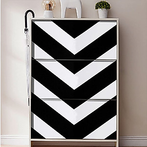 17.3"x118" Peel and Stick Wallpaper Black and White Contact Paper Removable Wallpaper Stripe Self-Adhesive Contact Paper Waterproof Wallpaper Decorative for Wall Covering Cabinets Shelves Liner