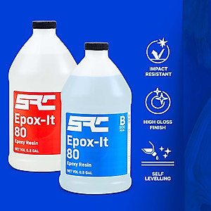 SPRESIN Epox-It 80 Clear Epoxy Resin Kit, for Beginners and Experts Alike, Epoxy Coating Ideal for Bar Top, Countertop, Tabletop, Crystal Clear Formula for Jewelry Art, and Laminating - 1 Gal