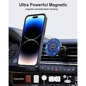 EWA Designed for iPhone 14 Pro Max Case (6.7 Inch) Compatible with MagSafe, MagOne Case with Stand, Ring Holder Strap Grip, Shockproof Protection (Matt Black)