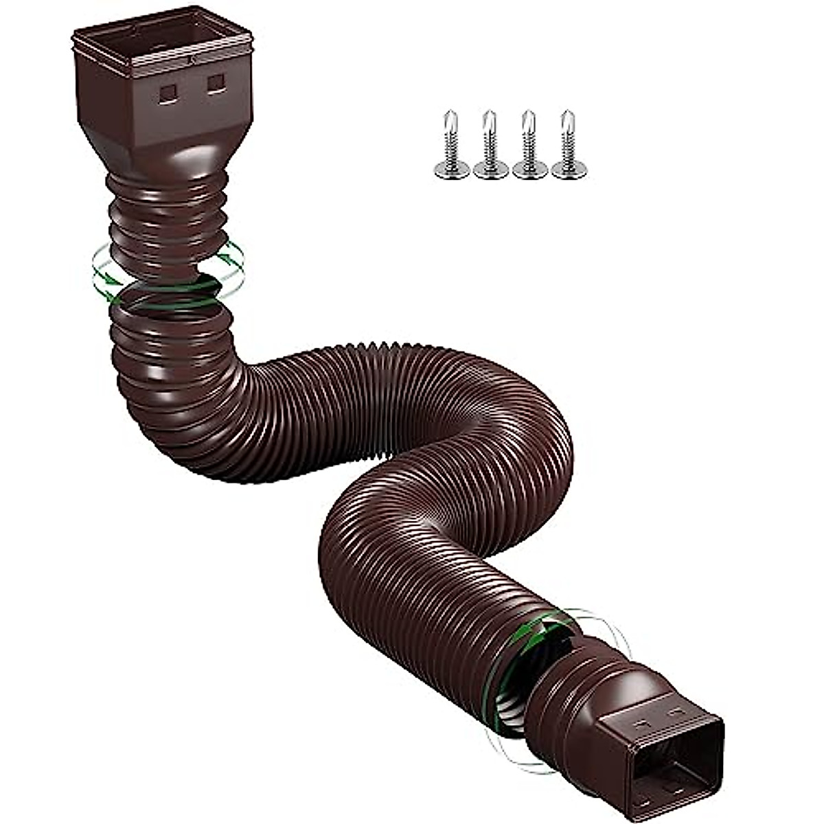 YOTODY Rain Gutter Downspout Extensions Flexible,Down Spout Drain Extender Diverter Extendable from 21 to 60 in,Screws for Included (Brown)