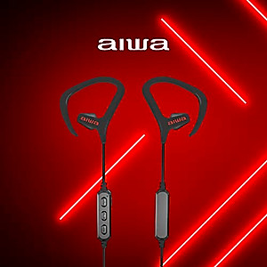 AIWA Train in Ear Wireless Headphones with 10 Hour Playback Time, 10mm Drivers, IPX4 Waterproof and Sweatproof Bluetooth Earbuds, Secure Wingtips, Perfect for The Gym