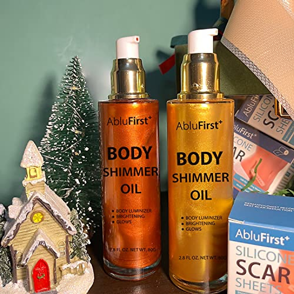 Shimmer Body Oil 2 Colors (2.8 Fl Oz (Pack of 1), Summer Body Glitter Moisturizing Light Shimmer Glow Non-Sticky Summer Body Luminizer and Illuminator Smooth (2.8 Fl Oz (Pack of 1), Gold)