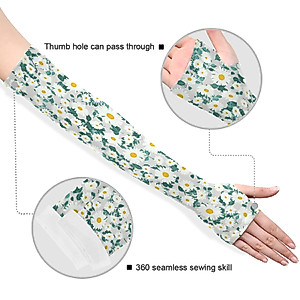 xigua Beautiful Daisy Cooling Sleeves for Arm Compression Sleeve with Thumb Hole UV Sun Protective Arm Cover for Men Women Gardening Outdoor Activity