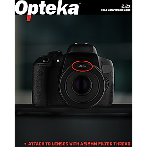 Opteka 52mm 2.2X High Definition AF Telephoto Lens for Canon, Fuji, Nikon, Panasonic and Sigma Threaded Lenses