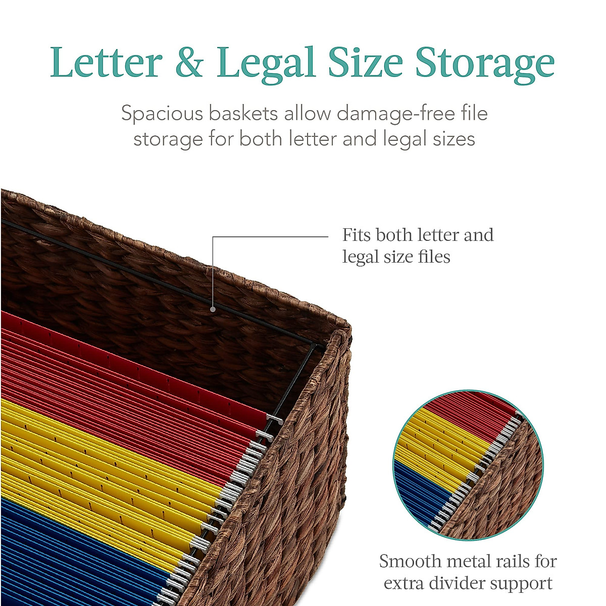 Best Choice Products Vertical Rolling File Cabinet, Multipurpose Portable Water Hyacinth Basket Organizer for Home Office, Workspace w/Rubberwood Frame, Metal Sliders, Locking Caster Wheels - Mocha