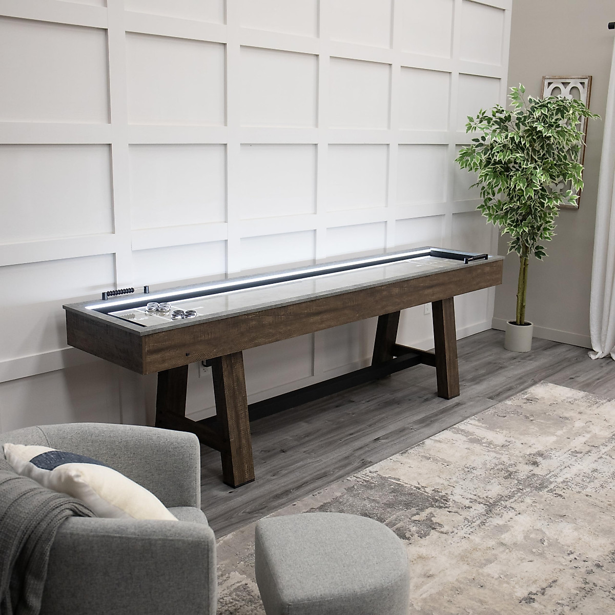 American Legend Stonebridge 9’ LED Light Up Shuffleboard Table with Bowling