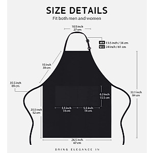 Syntus 12 Pack Bib Apron, Unisex Aprons Adjustable Waterdrop Resistant with 2 Pockets Cooking Kitchen Apron for Chef, BBQ Drawing Apron Bulk, Black